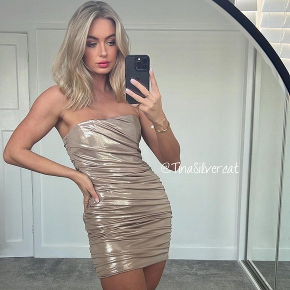 Zara | Dresses | Bloggers Fave Zara Golden Strapless Mini Dress Nwt ...
